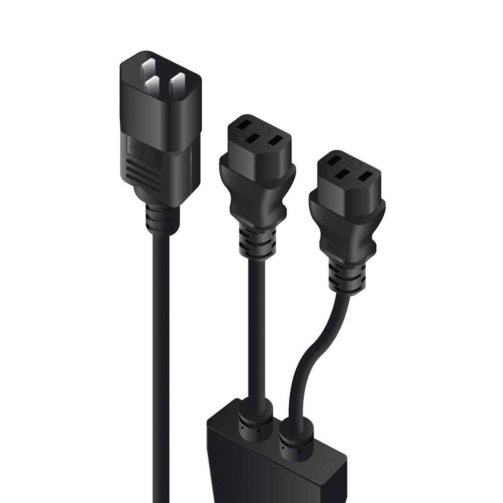 IEC C14 Plug to 2 X IEC C13 Y Splitter Cable - Male to 2 X Female (10A ...
